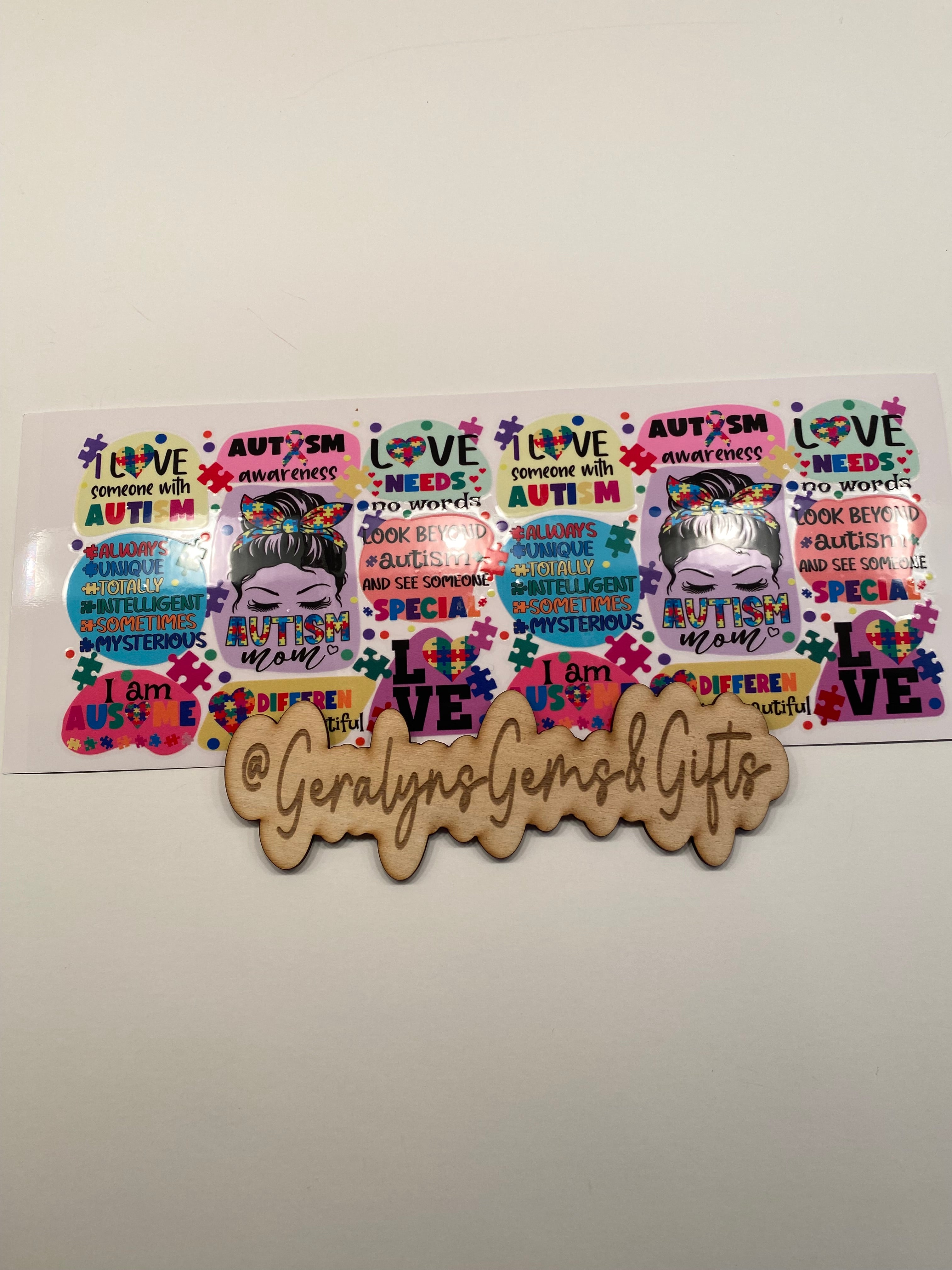 10 Autism Mom 16 oz UV DTF Cup Wrap – Geralyn's Gems & Gifts